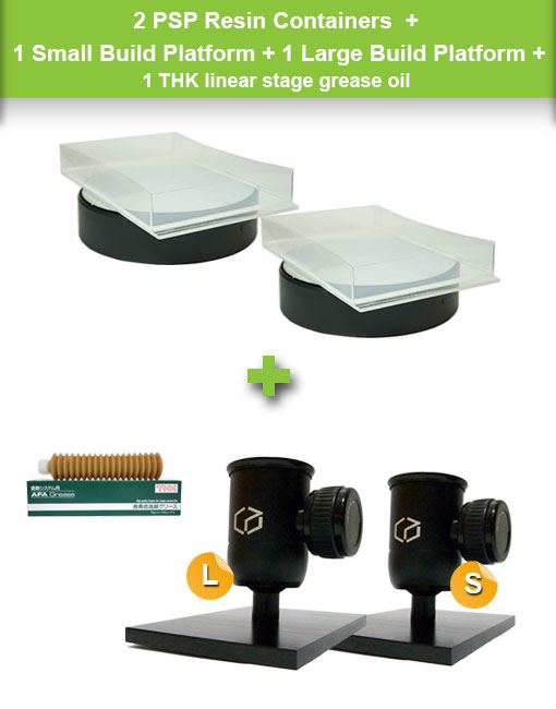 2 PSP Resin Containers + 1 Small Build Platform + 1 Large Build ...