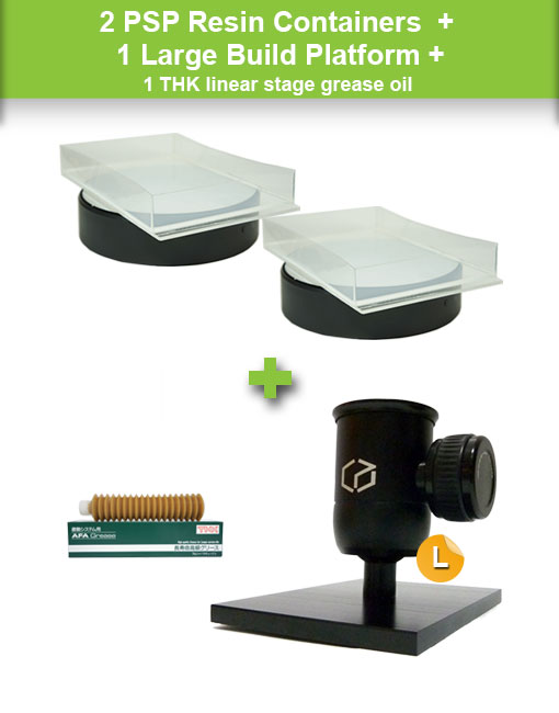 2 PSP Resin Containers + 1 Large Build Platform + 1 Grease Oil - Kudo3D